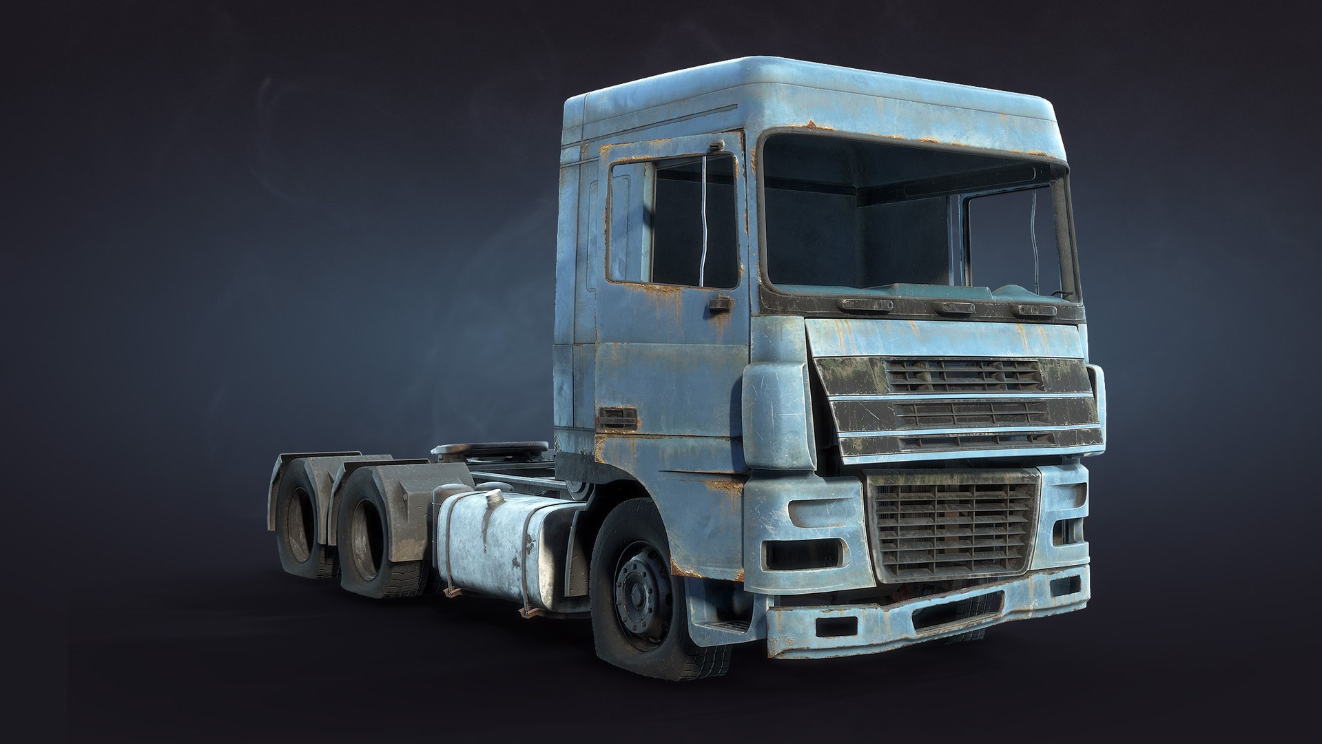 3D rusty semi-trailer truck cab - TurboSquid 1642999