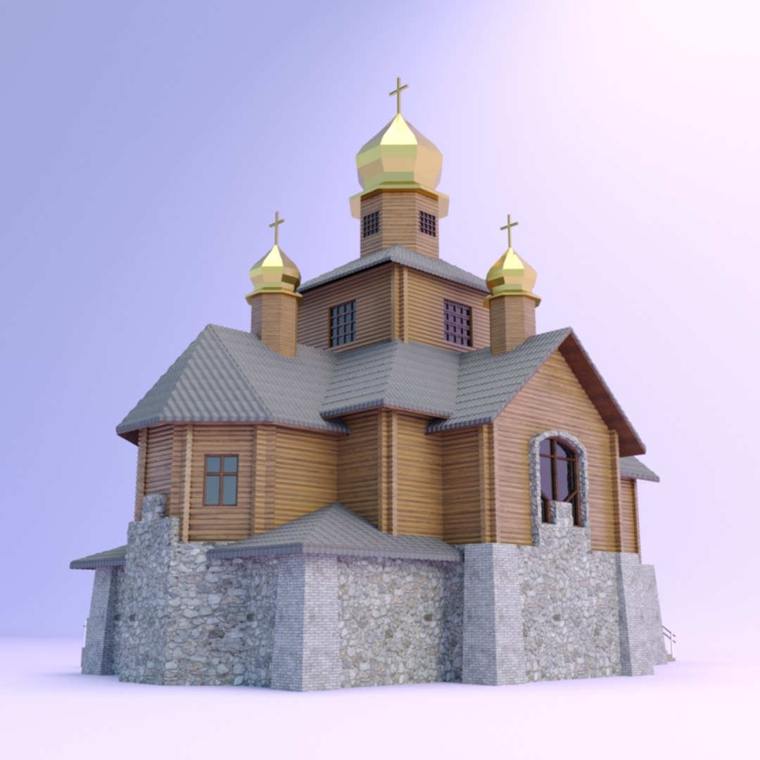 3D church wooden log house - TurboSquid 1502360