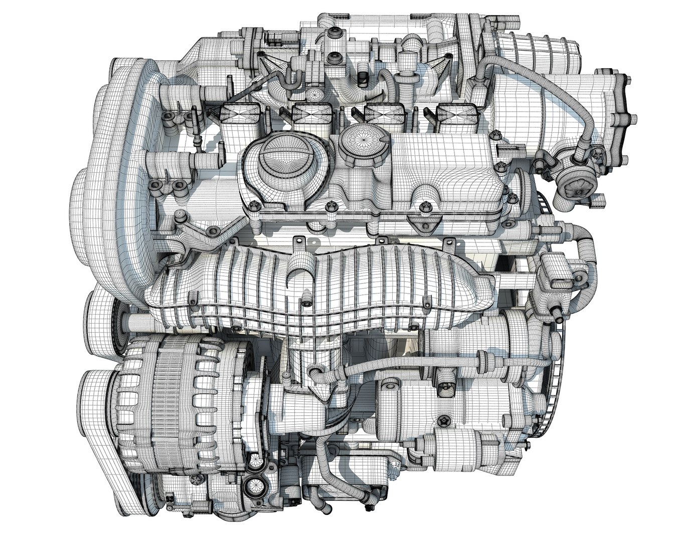 S60 T6 Drive-e Petrol Engine 3d Model