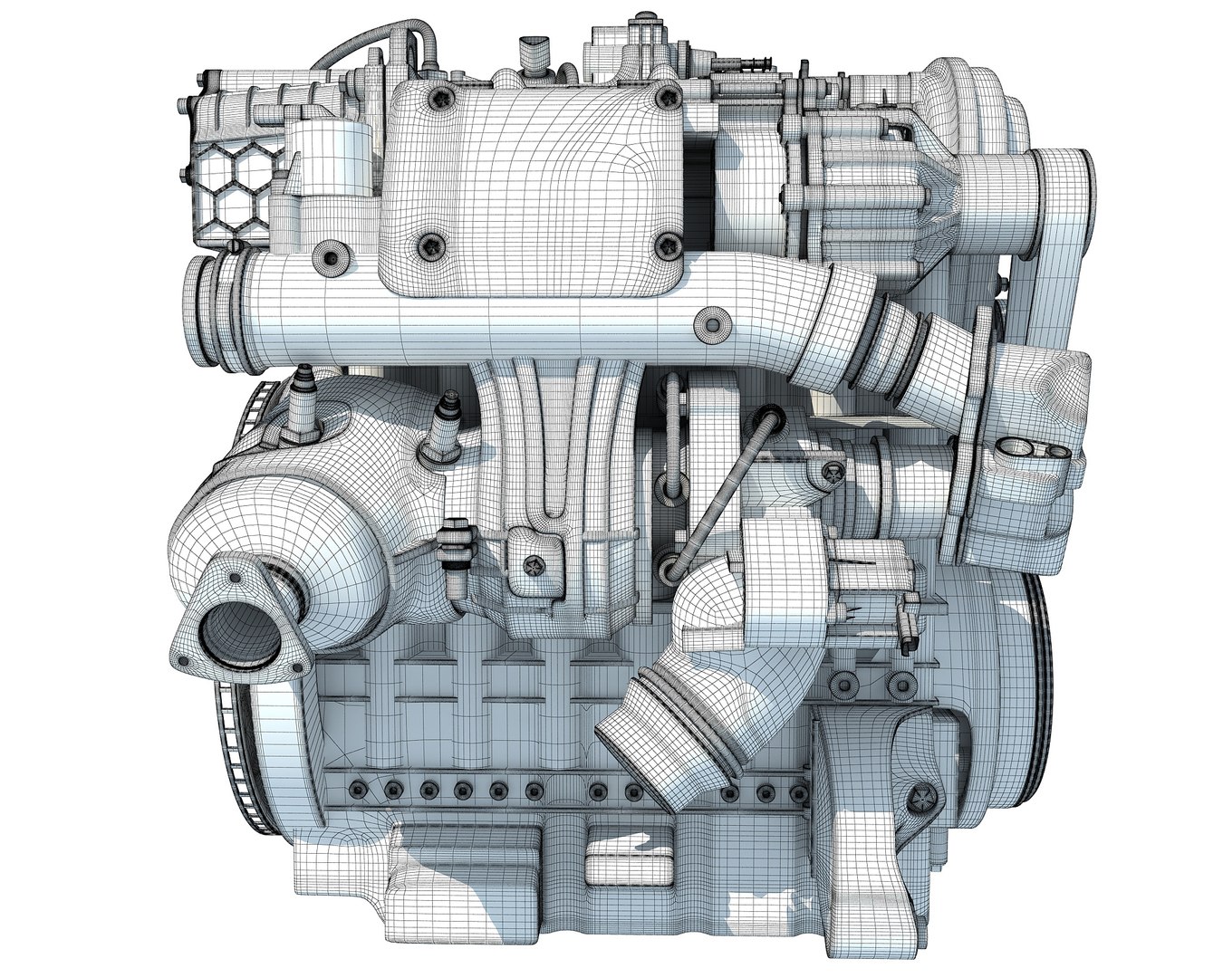 s60 t6 drive-e petrol engine 3d model
