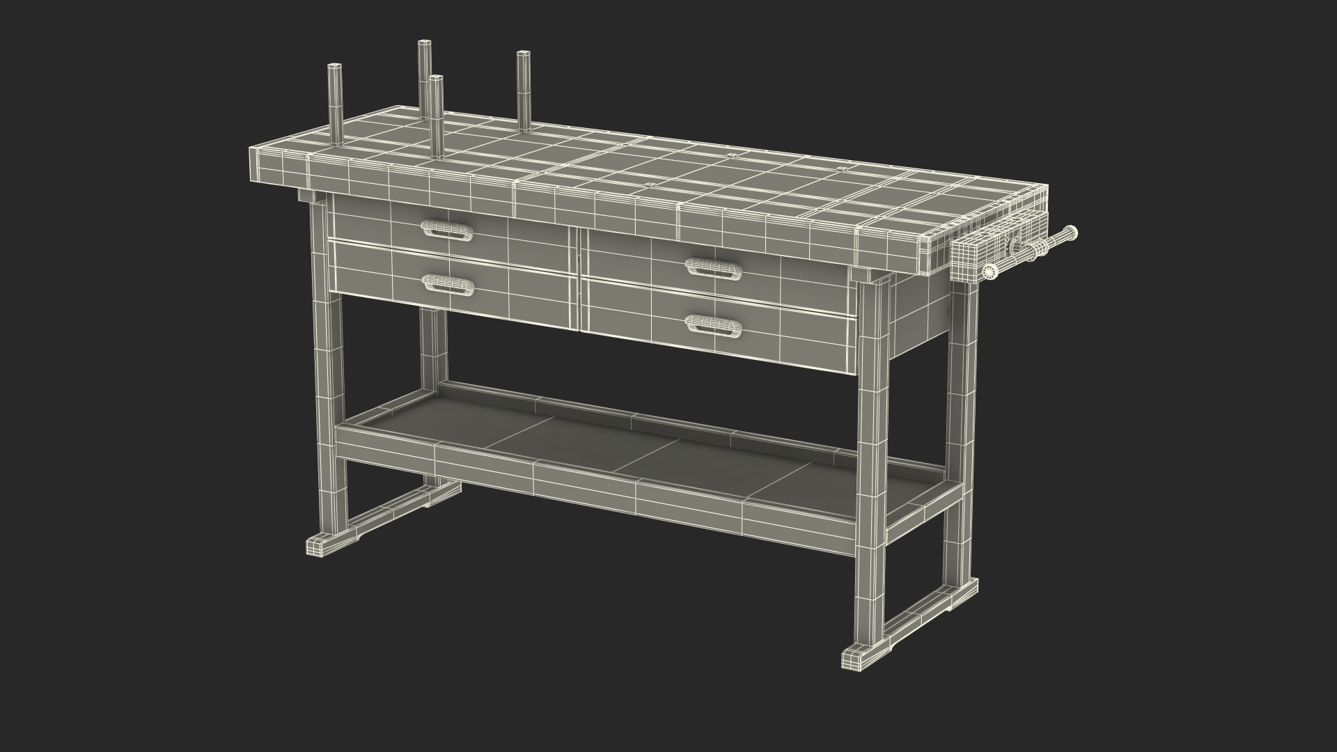 3D Model Hardwood Carpenter Workbench - TurboSquid 1745533