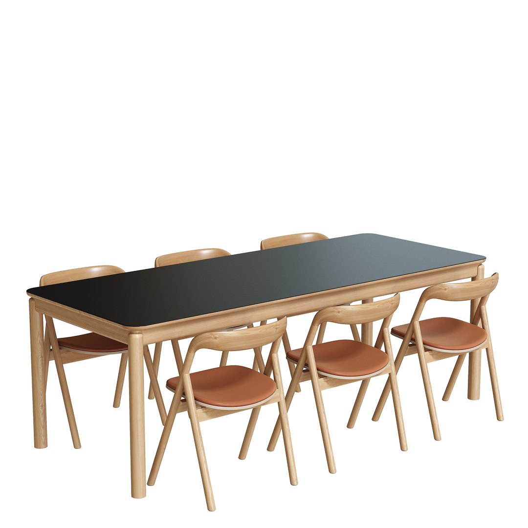 Bolia Ronya Dining Table Fenri Dining Chair Set 3D Model - TurboSquid 2226237