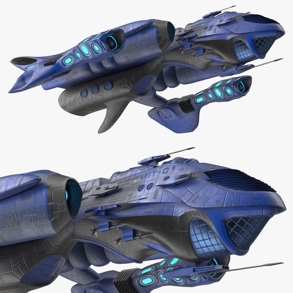 modelo 3d Nave espacial de combate futurista azul - TurboSquid 2222836