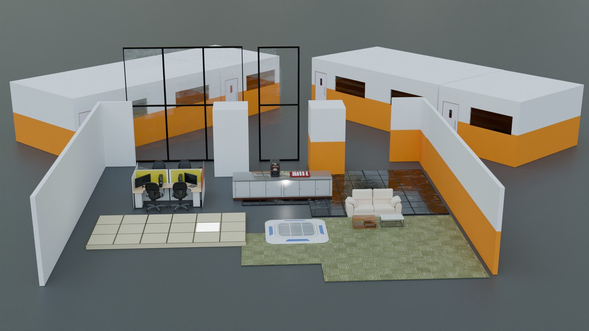 Modular Office Interior - Low Poly - Game Ready - PBR 3D Model - TurboSquid 2166246