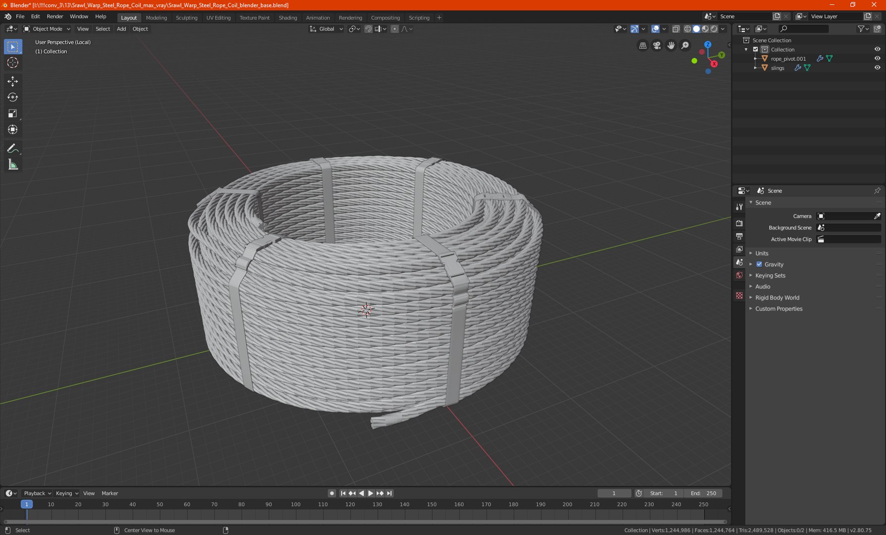 Srawl Warp Steel Rope Coil 3D Model - TurboSquid 2051089