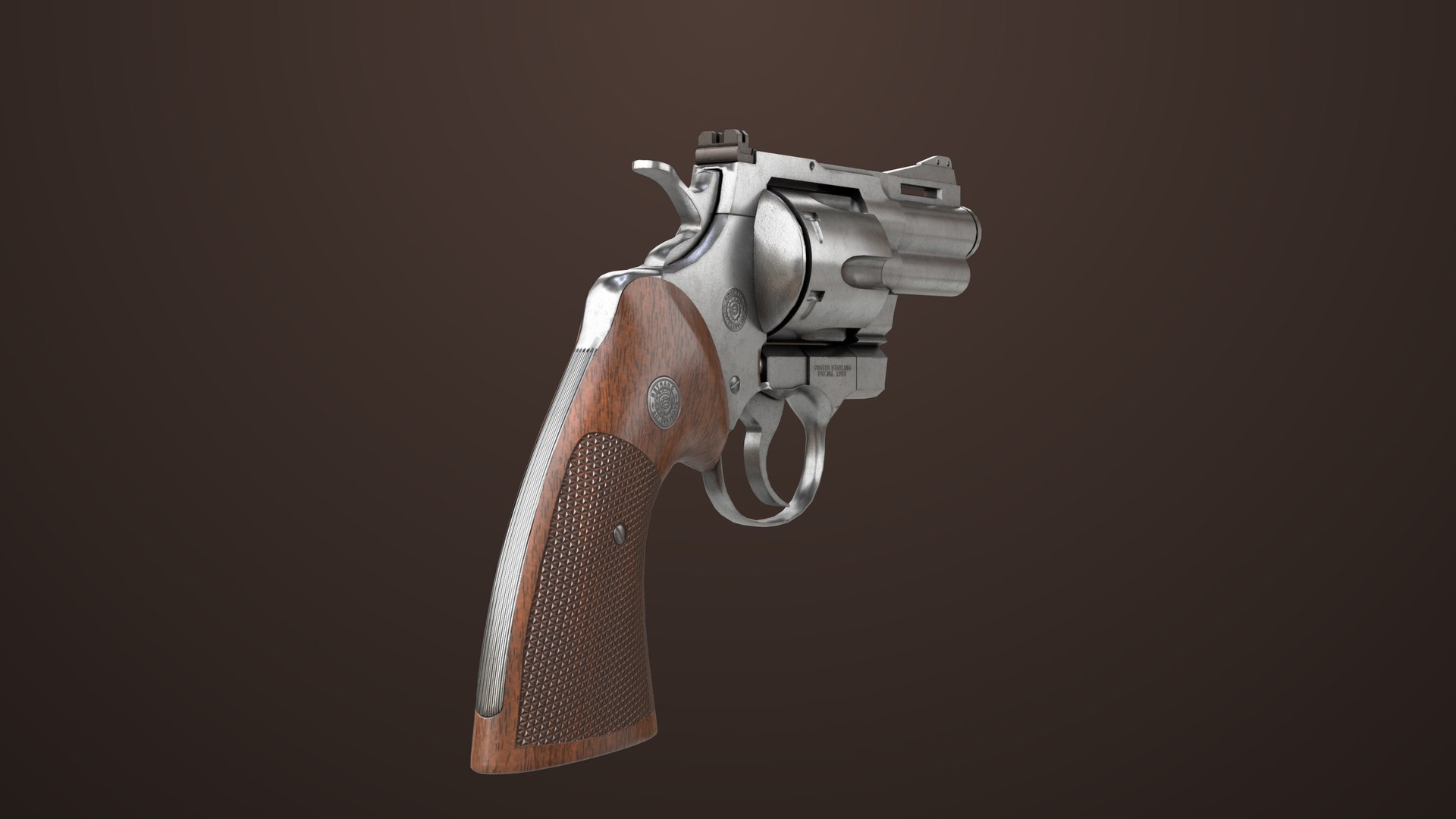 3D Revolver 05 Small Silver All PBR Unity UE Textures model ...