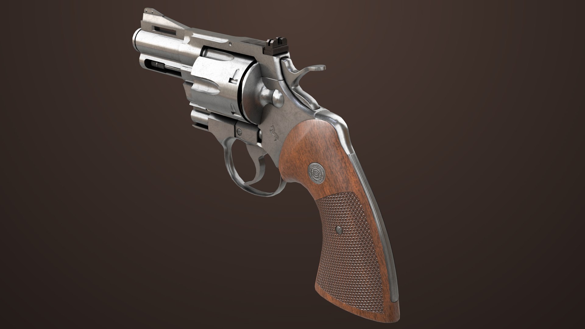 3D Revolver 05 Small Silver All PBR Unity UE Textures model ...