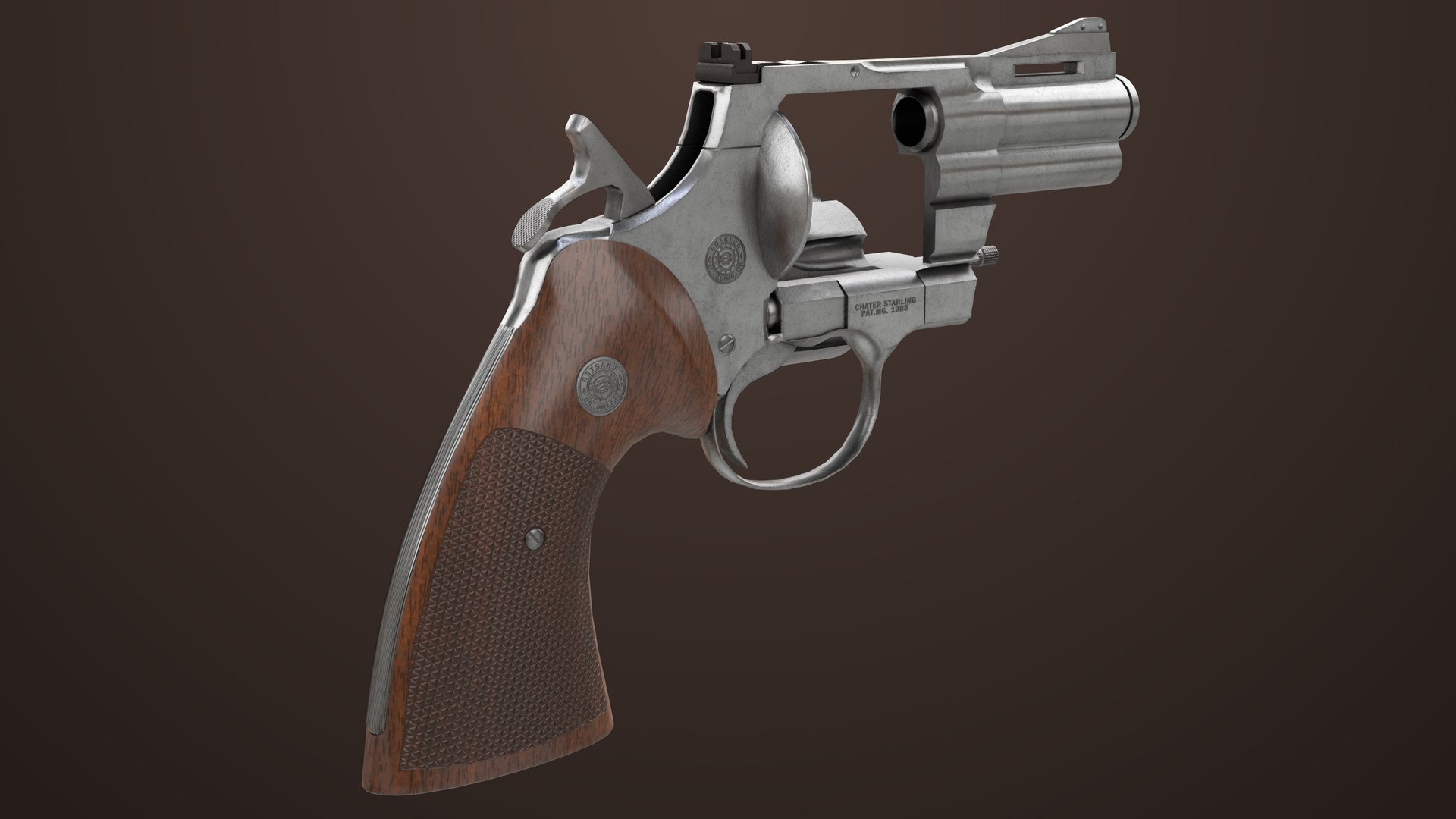 3D Revolver 05 Small Silver All PBR Unity UE Textures model ...