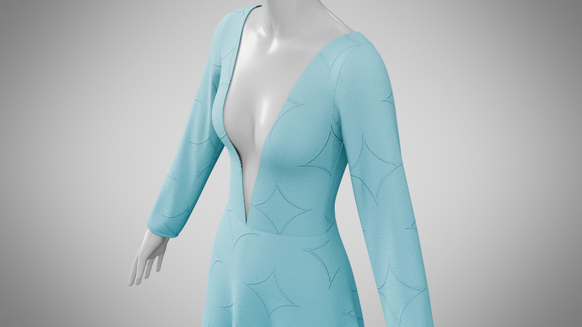 Dress 35 Sky Blue With Design 3D Model - TurboSquid 2519204