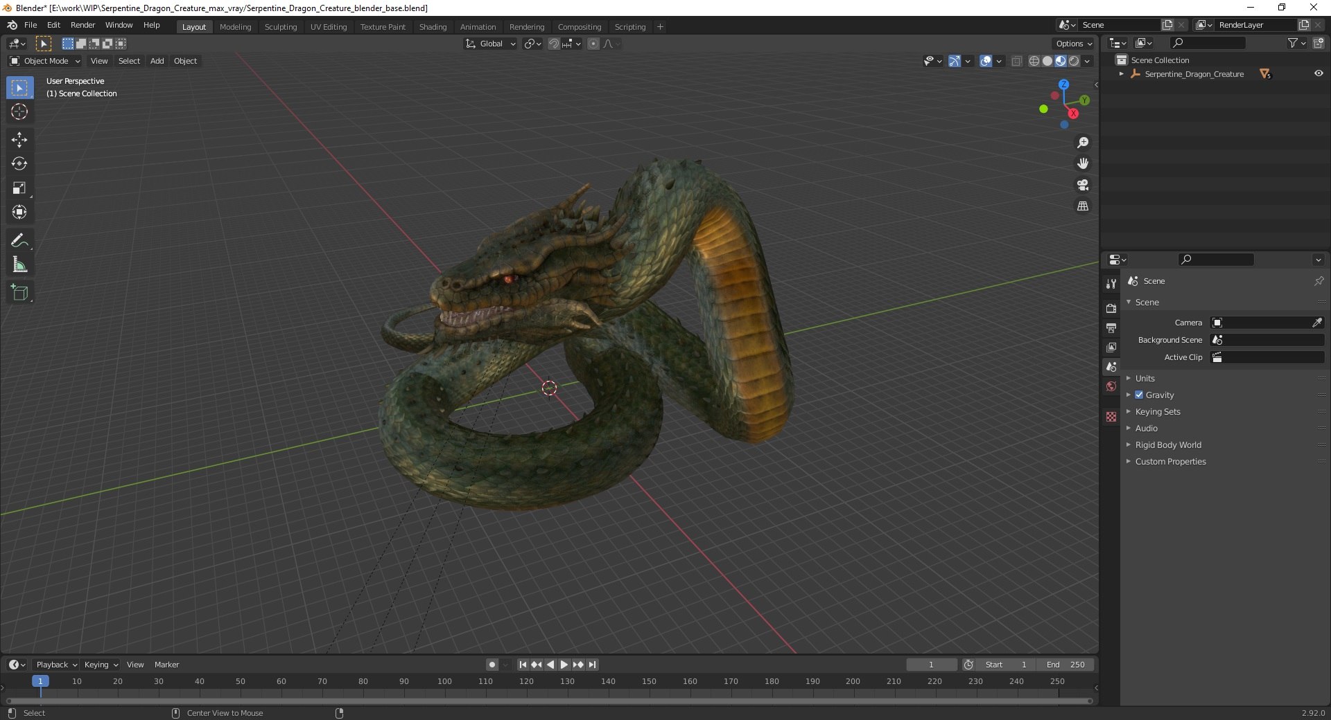 Serpentine Dragon Creature 3D - TurboSquid 2212766