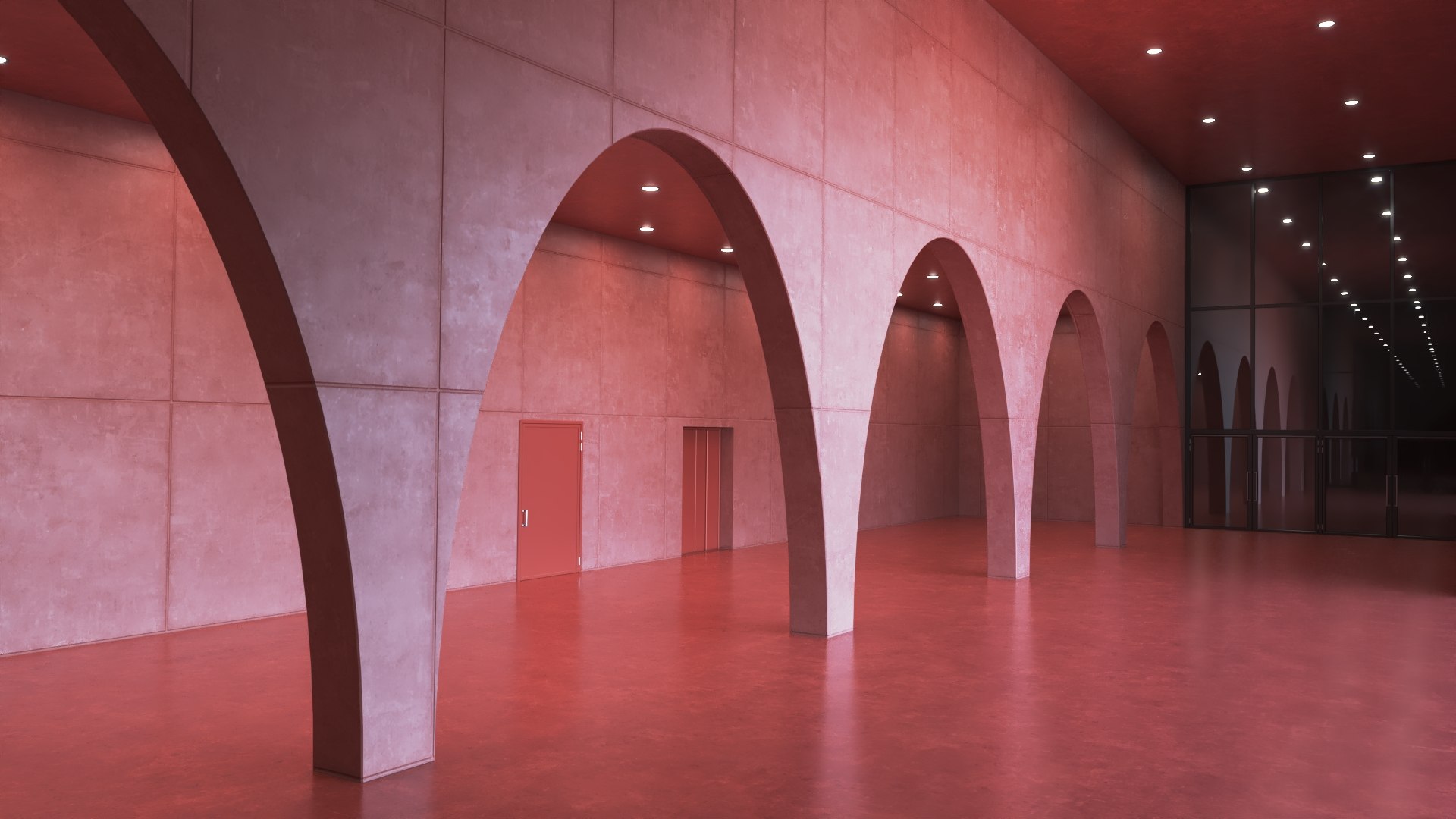 3D Red Hall Interior Model - TurboSquid 2137702