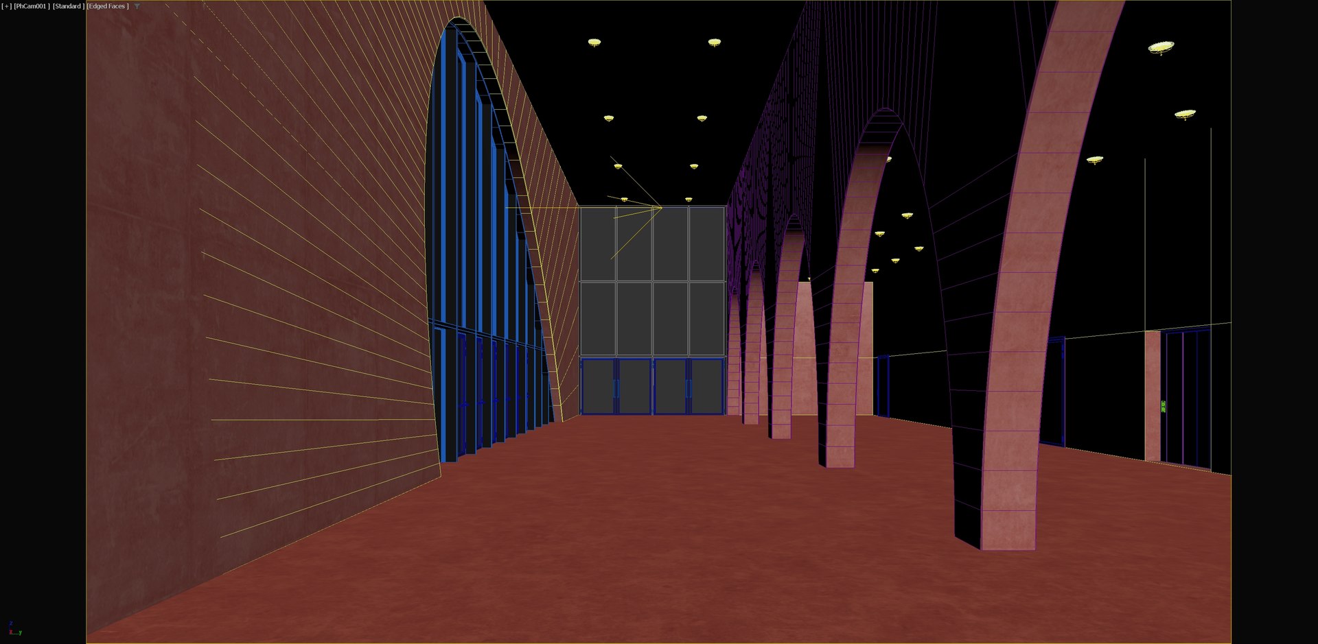 3D Red Hall Interior Model - TurboSquid 2137702