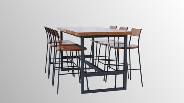 modelo 3d Coffee Shop High Chair and Table - TurboSquid 1968172