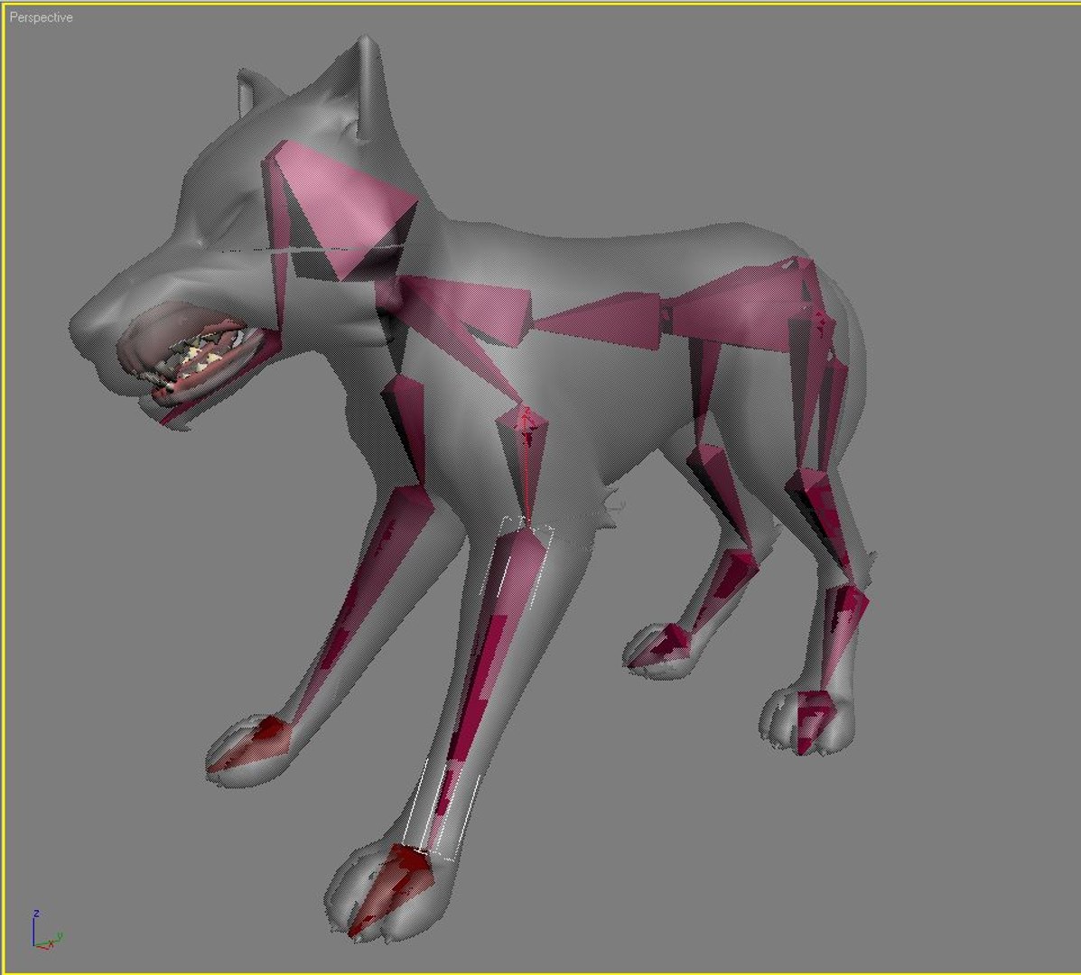 3d model of dark wolf rigged