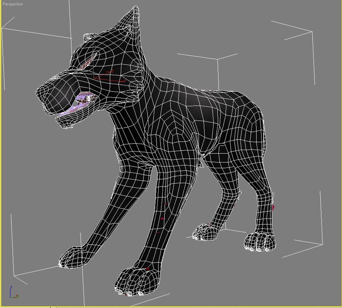 3d model of dark wolf rigged