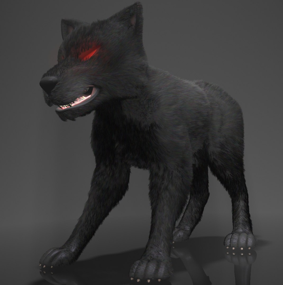 3d model of dark wolf rigged