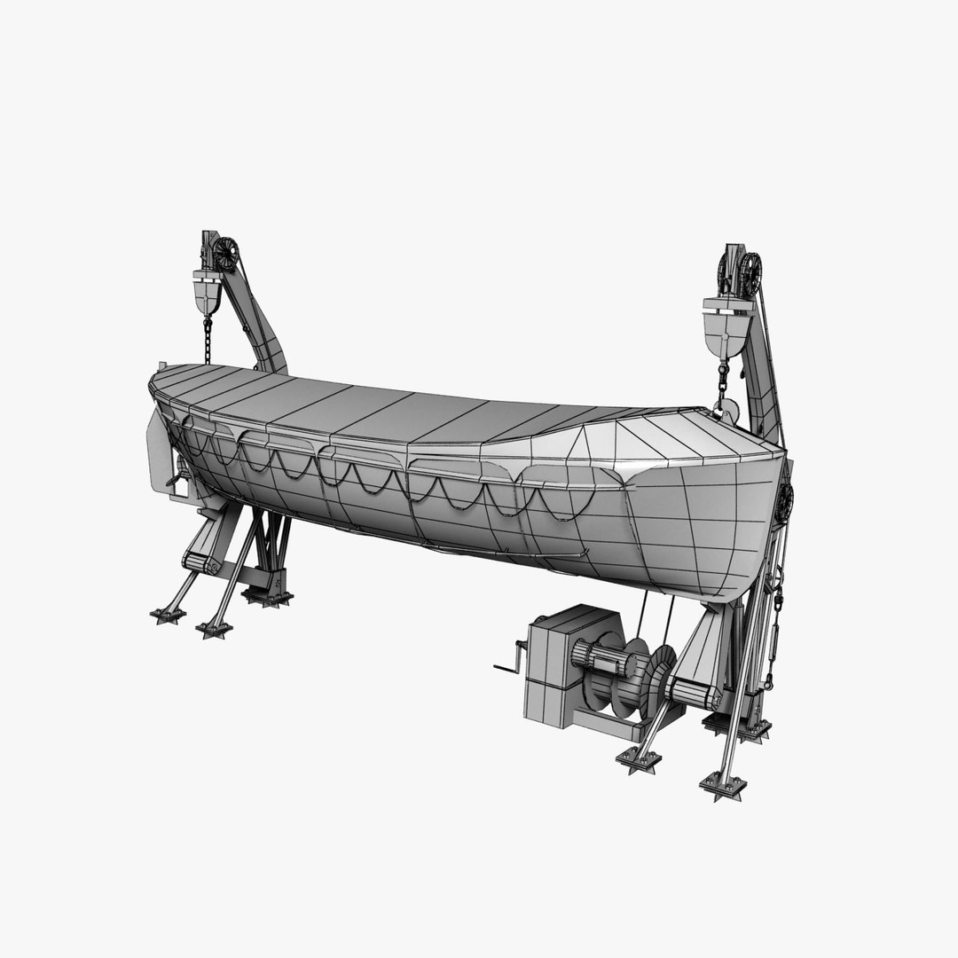 3d model lifeboat davit rigged