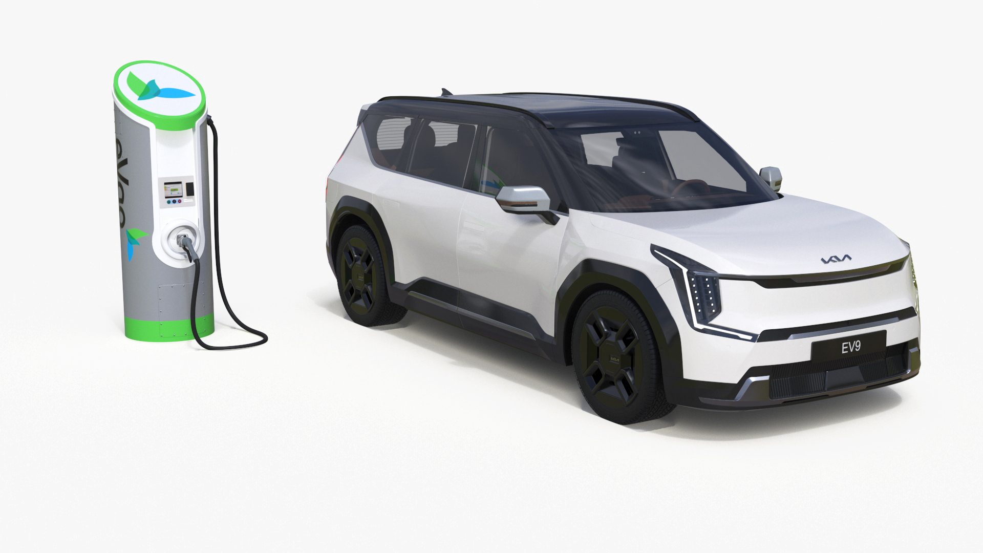 KIA EV9 SUV At Electric Car Charging Station 3D Model - TurboSquid 2343174