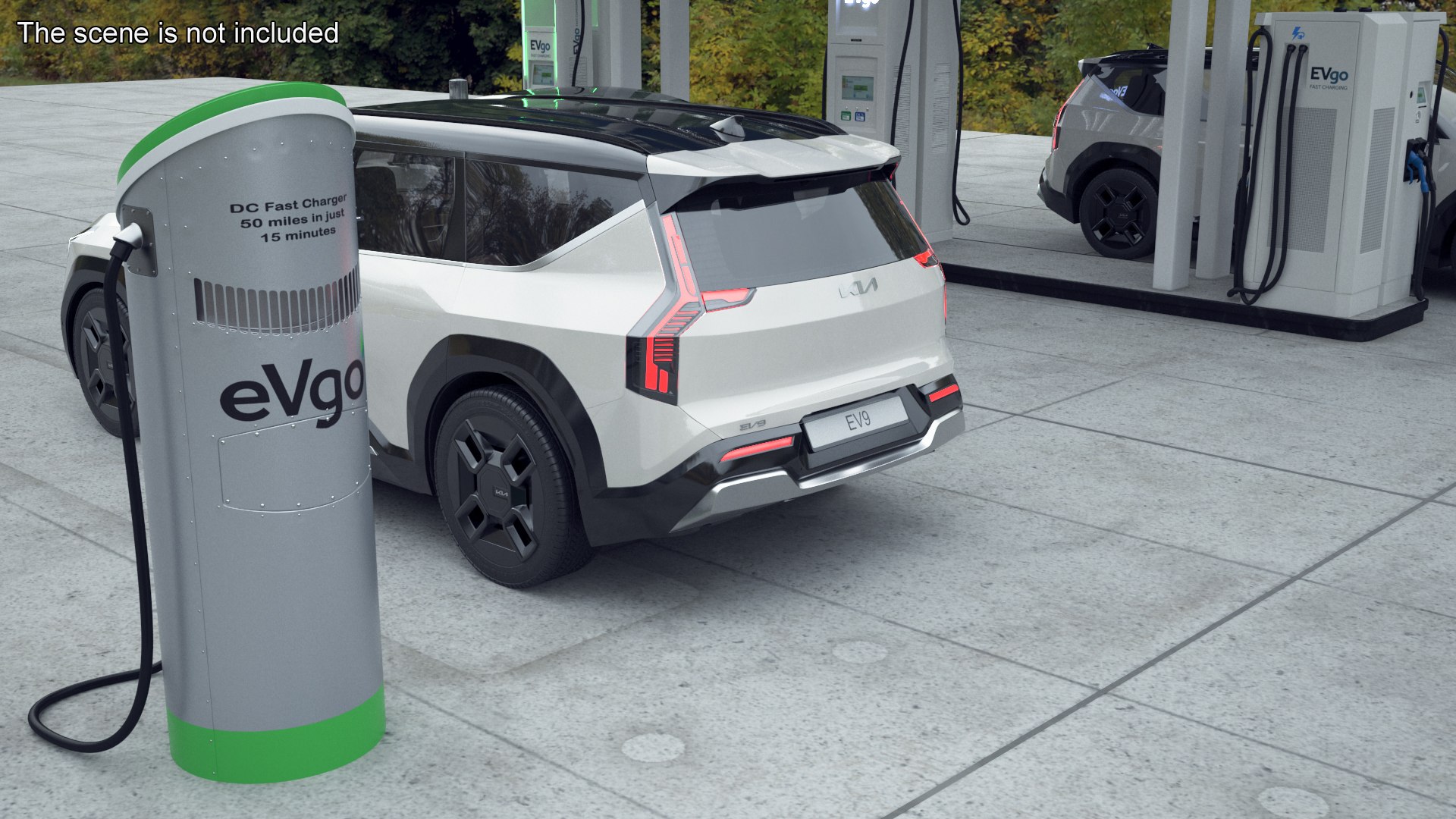 KIA EV9 SUV At Electric Car Charging Station 3D Model - TurboSquid 2343174
