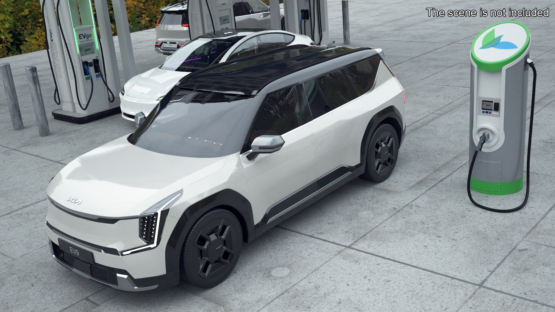 KIA EV9 SUV At Electric Car Charging Station 3D Model - TurboSquid 2343174