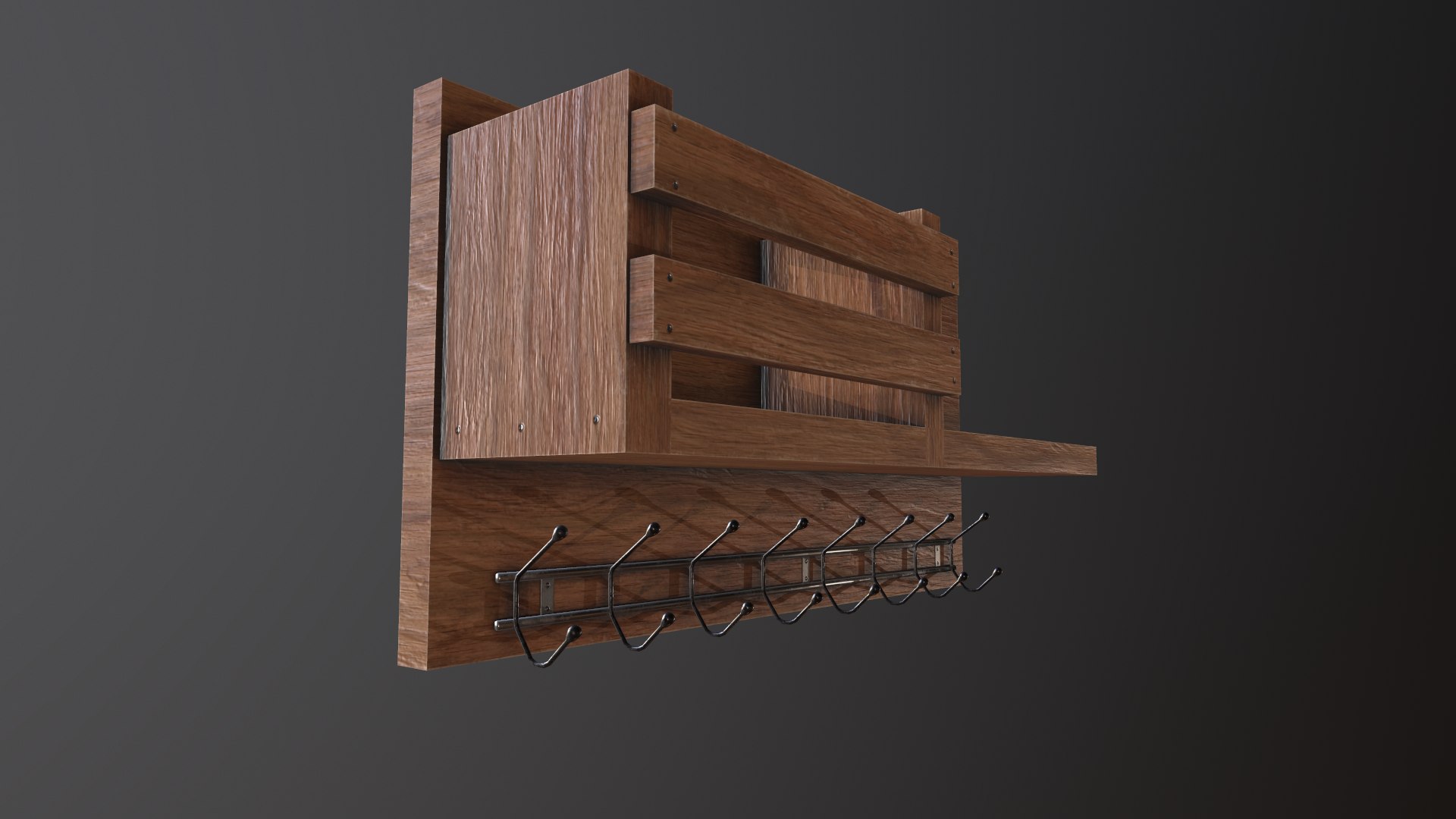 3D Wooden Wall Hanger Model - TurboSquid 1746462