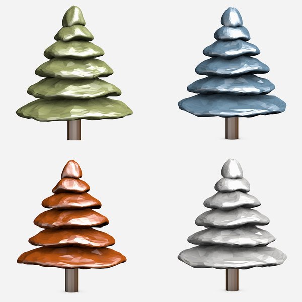 3d c4d cartoon trees
