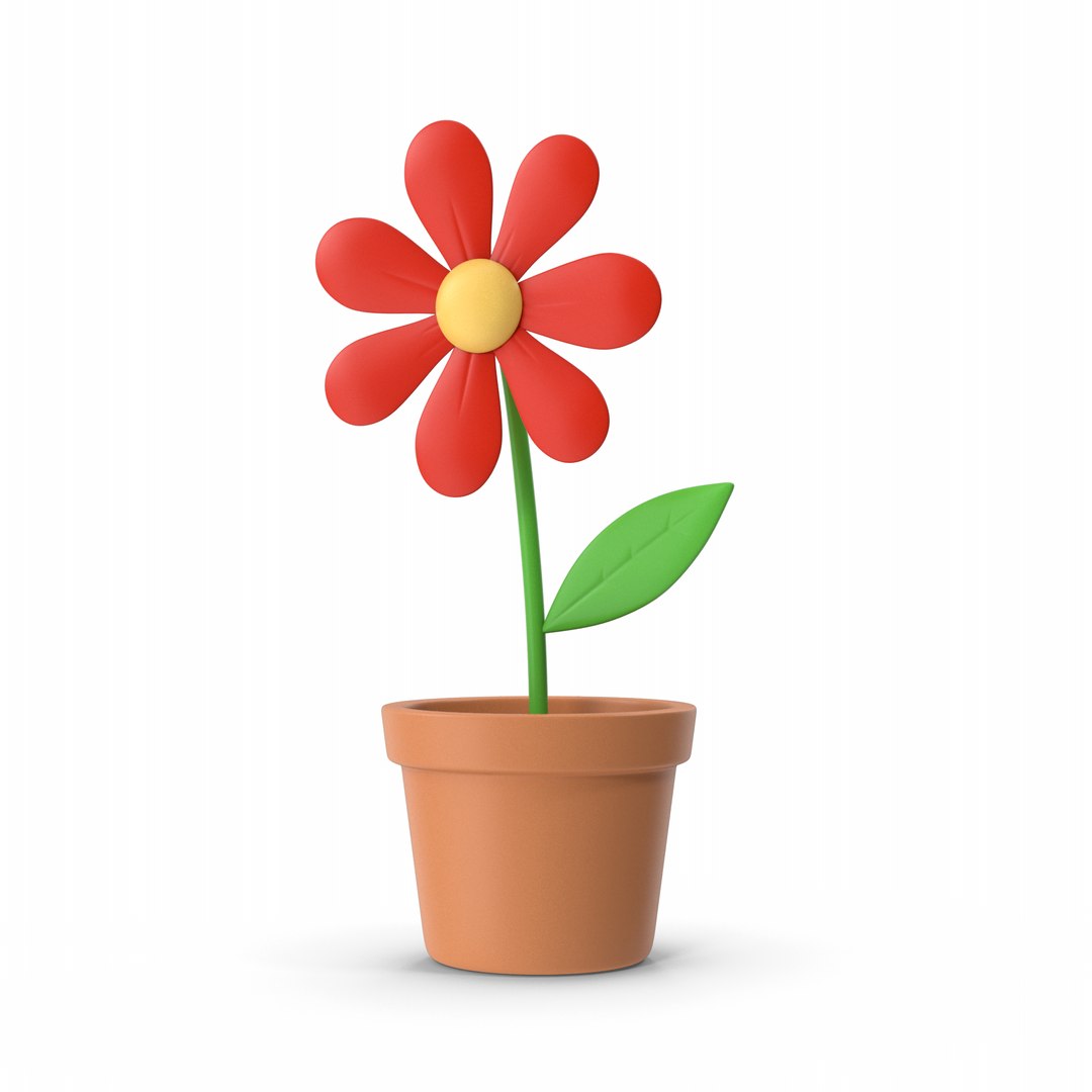 3D Cartoon Flower Pot - TurboSquid 2135311