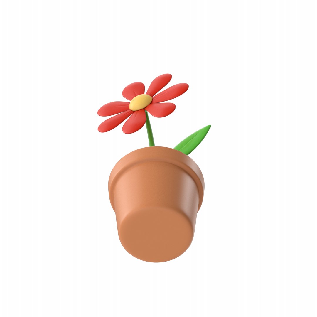 3D Cartoon Flower Pot - TurboSquid 2135311
