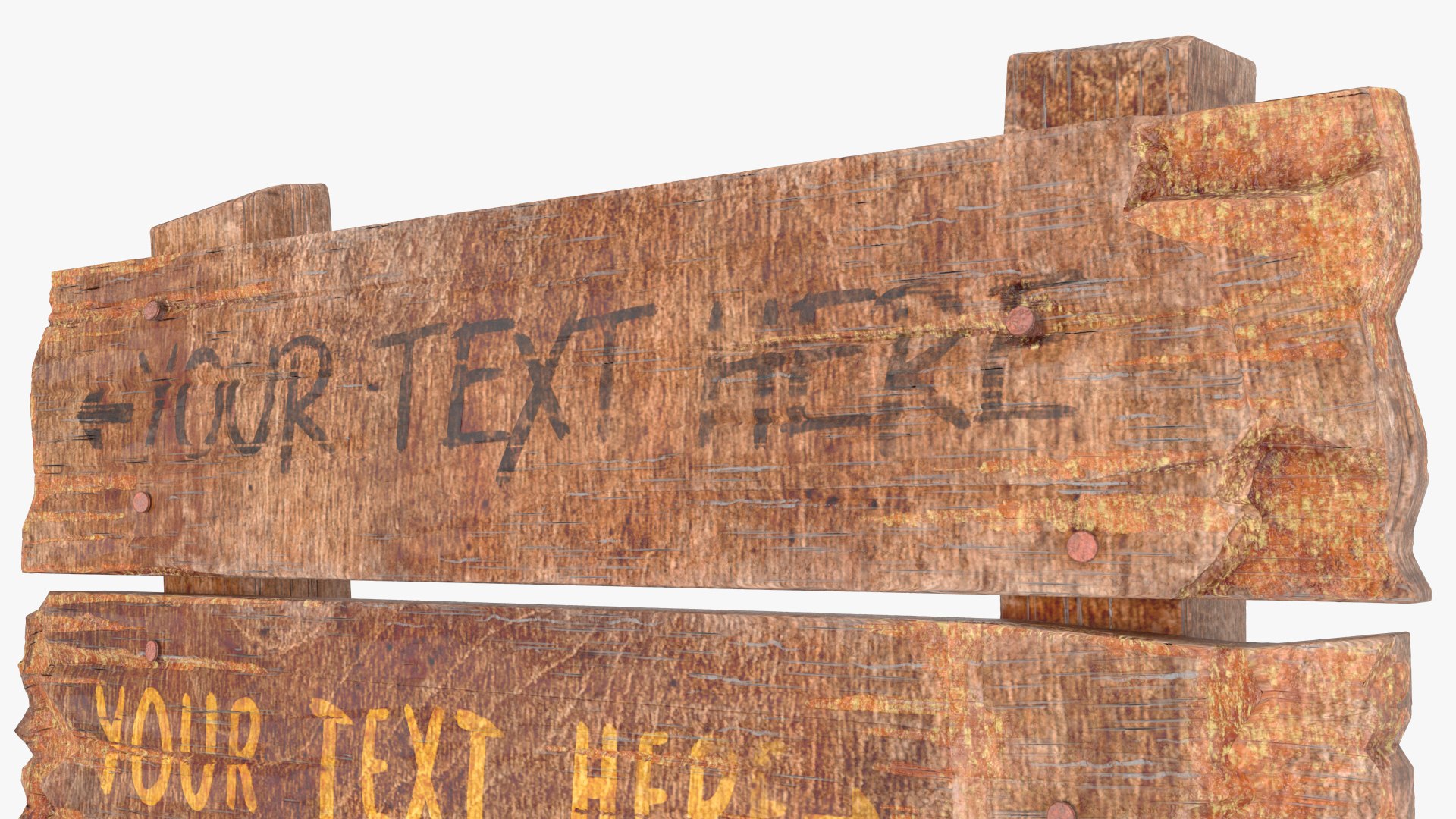 3D Old Weathered Road Rustic Signpost Mockup Model - TurboSquid 2112311