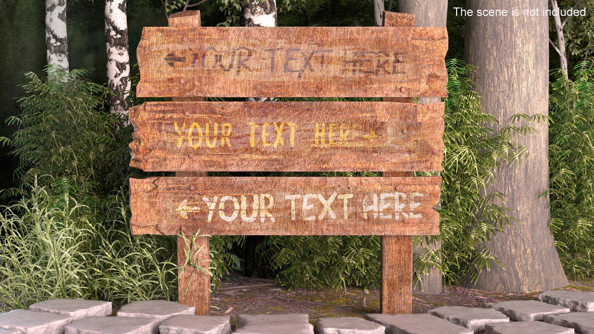 3D Old Weathered Road Rustic Signpost Mockup Model - TurboSquid 2112311