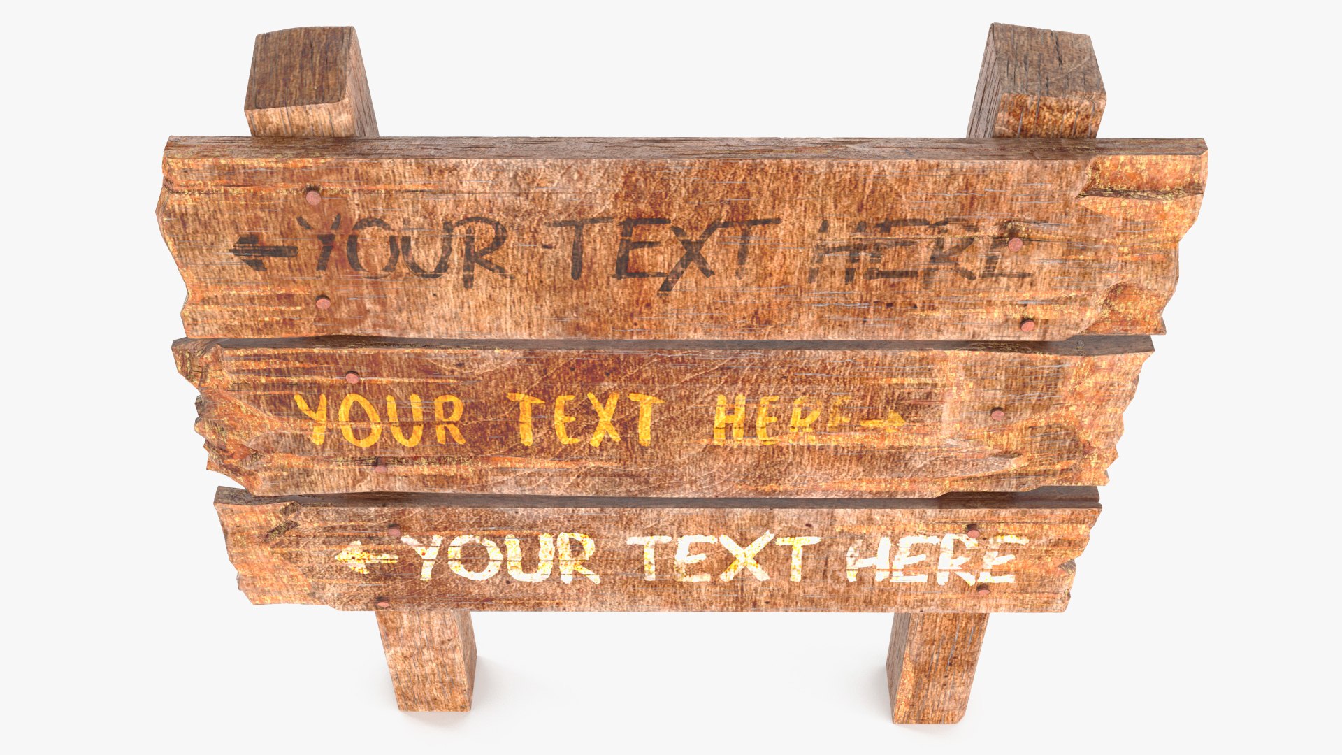 3D Old Weathered Road Rustic Signpost Mockup Model - TurboSquid 2112311