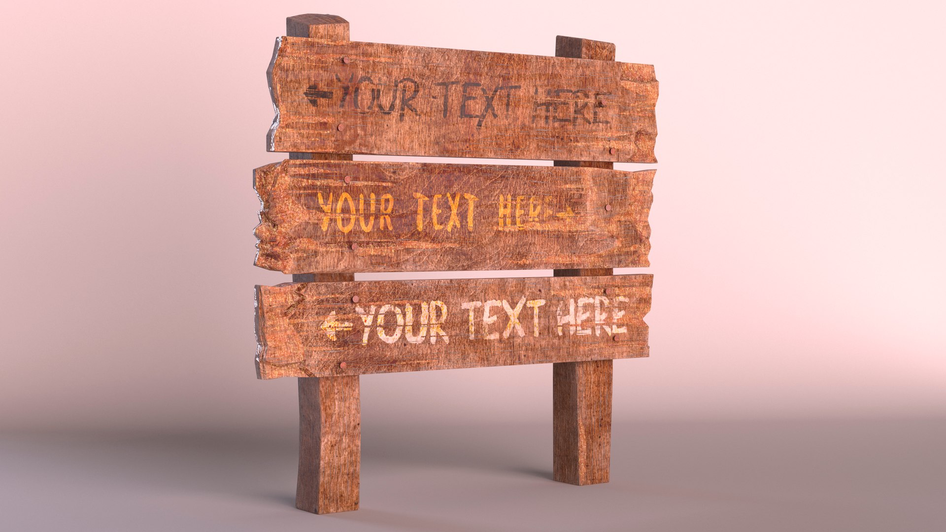 3D Old Weathered Road Rustic Signpost Mockup Model - TurboSquid 2112311