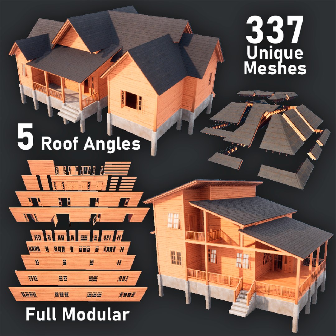 Modular Wood House Model 3D - TurboSquid 2104455