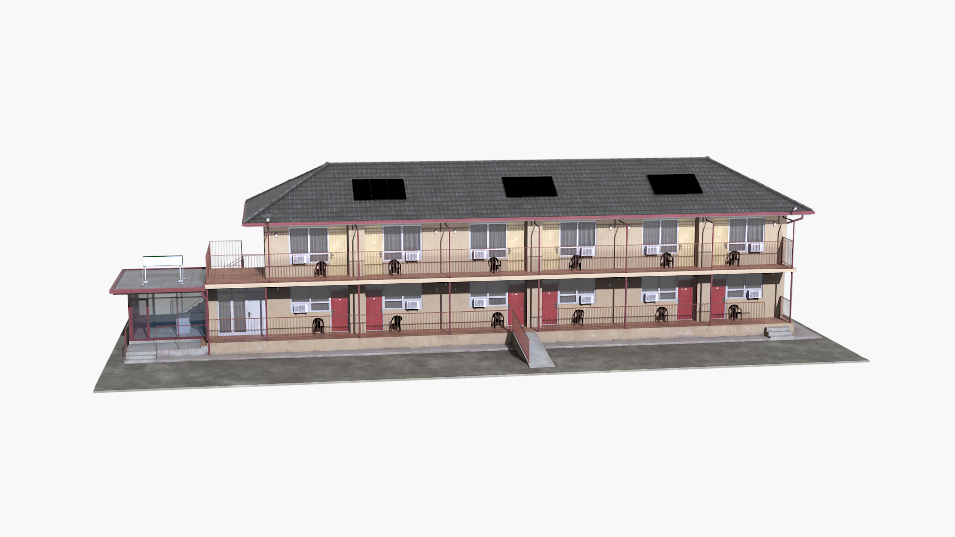 Two Story Motel 3D Model - TurboSquid 2278804