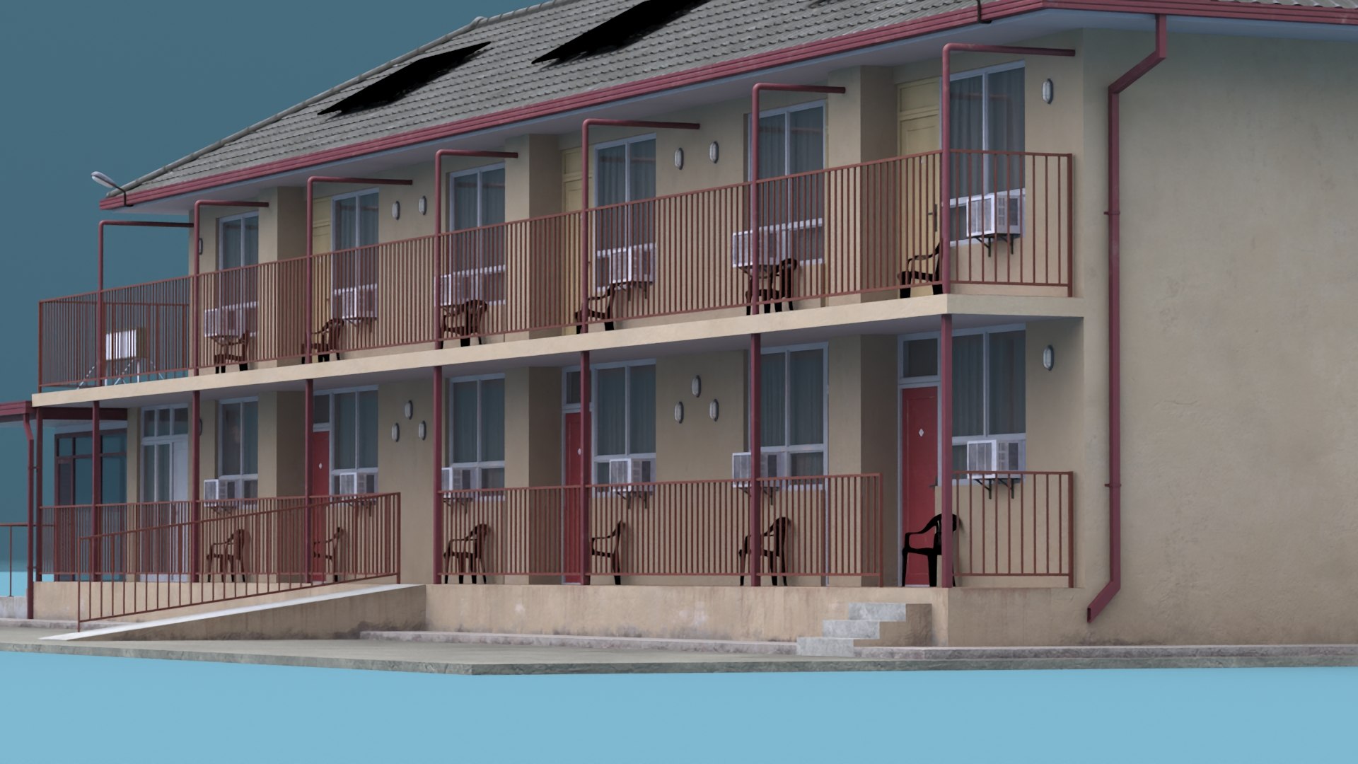 Two Story Motel 3D Model - TurboSquid 2278804