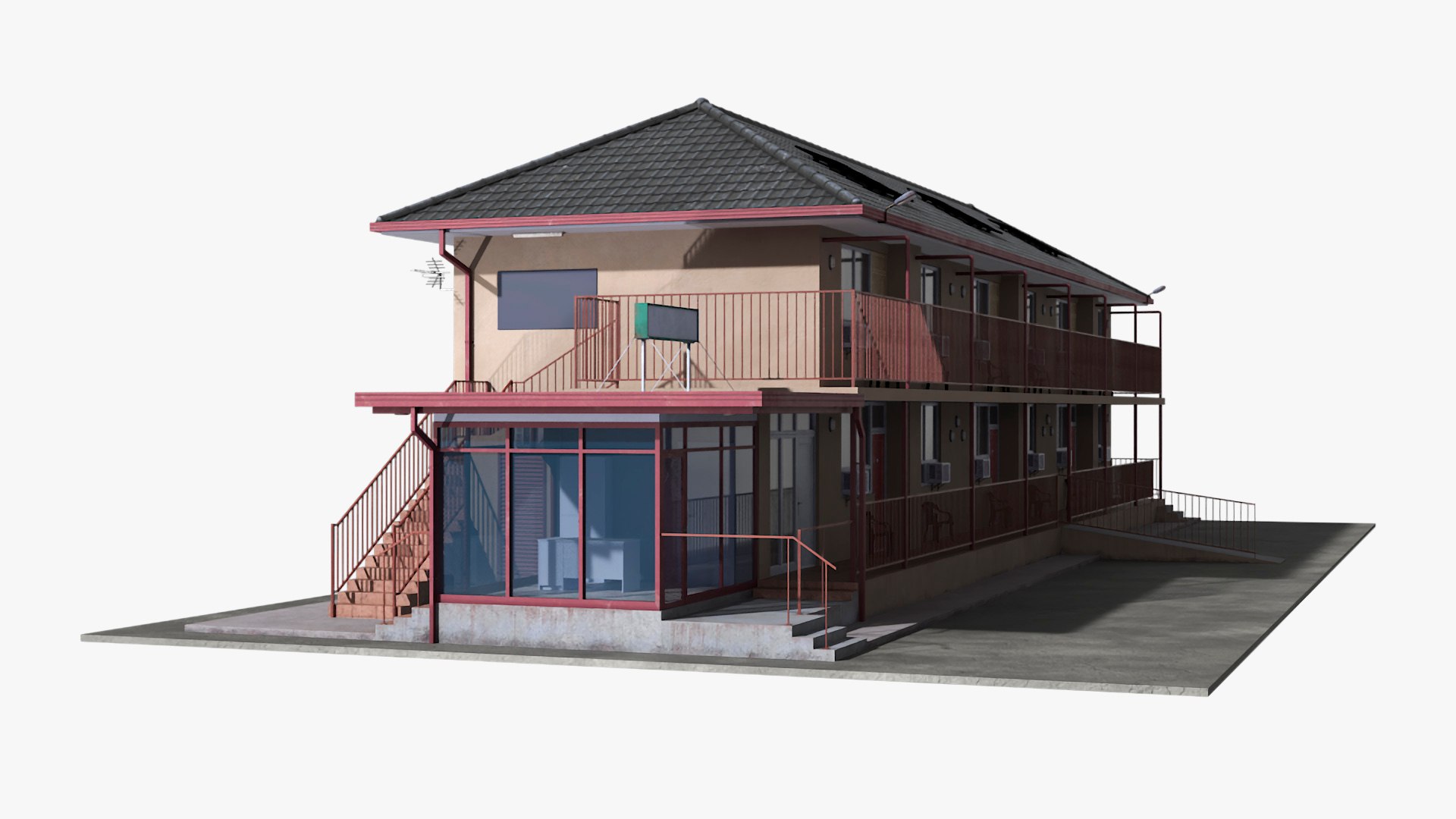 Two Story Motel 3D Model - TurboSquid 2278804