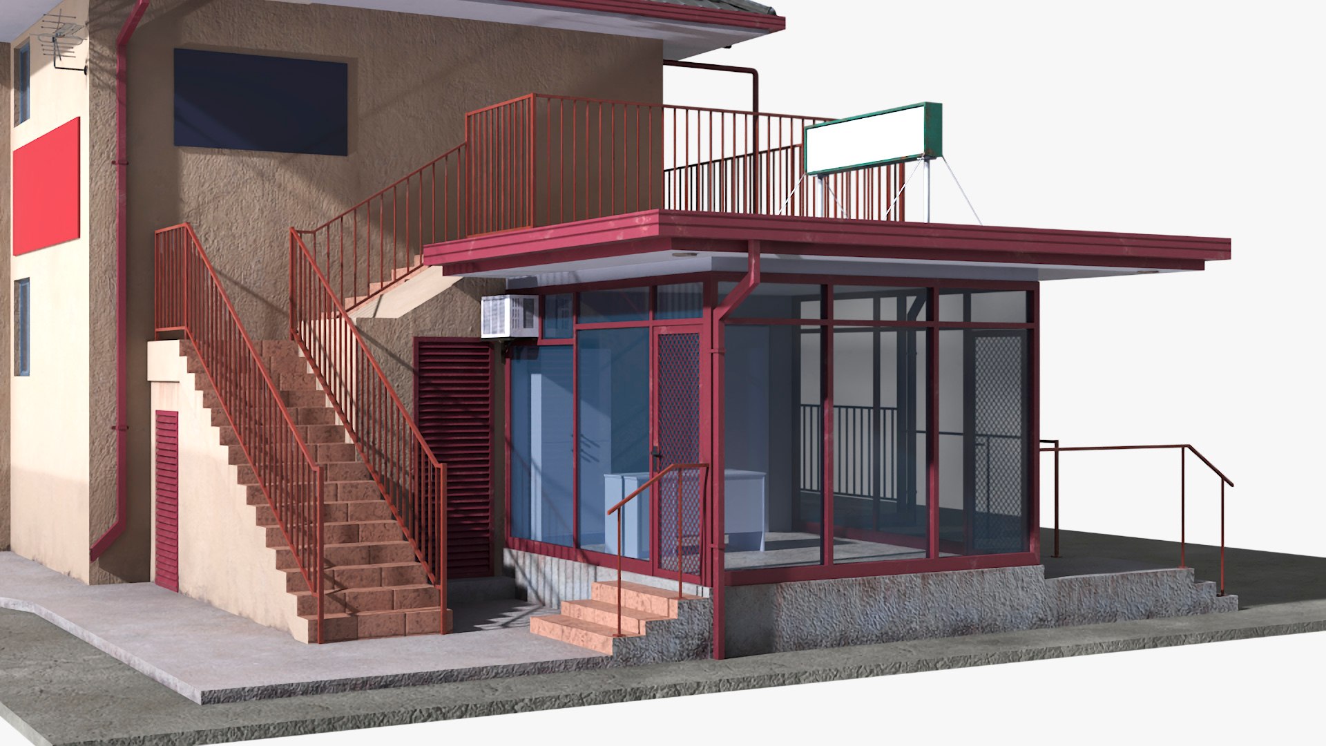 Two Story Motel 3D Model - TurboSquid 2278804