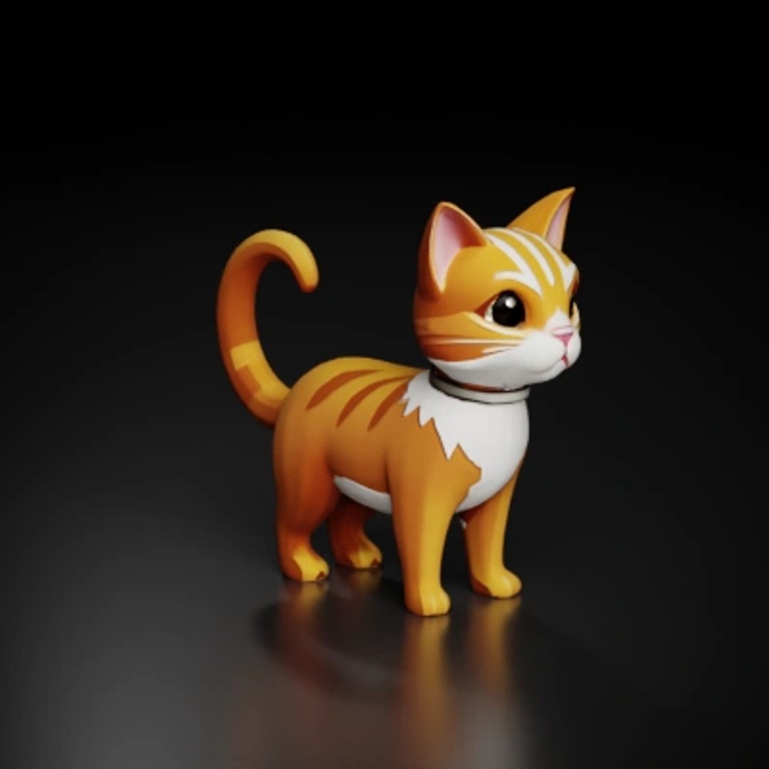 3D Cute Cartoon Cat With Stripes Model - TurboSquid 2330387