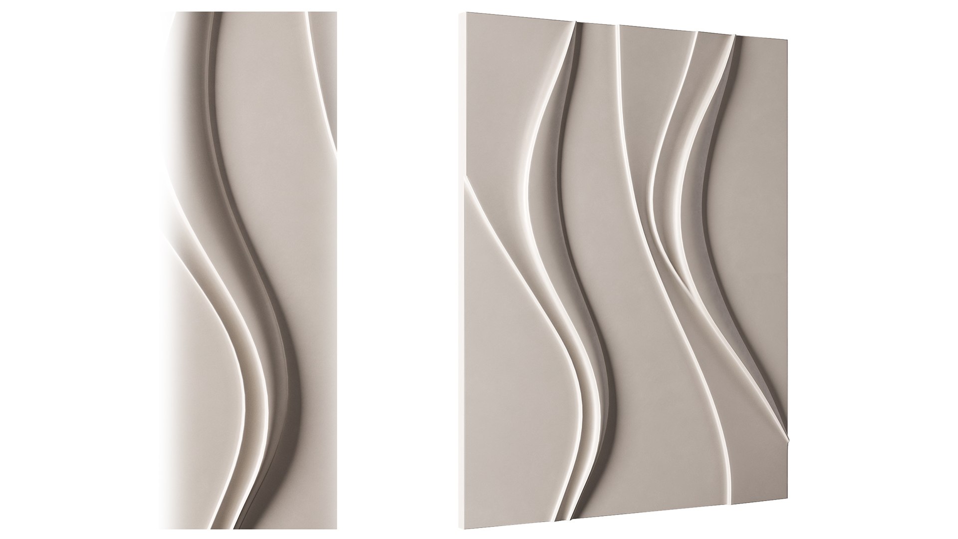 Simply Double Waves Beige Art Panel 3D - TurboSquid 2274766