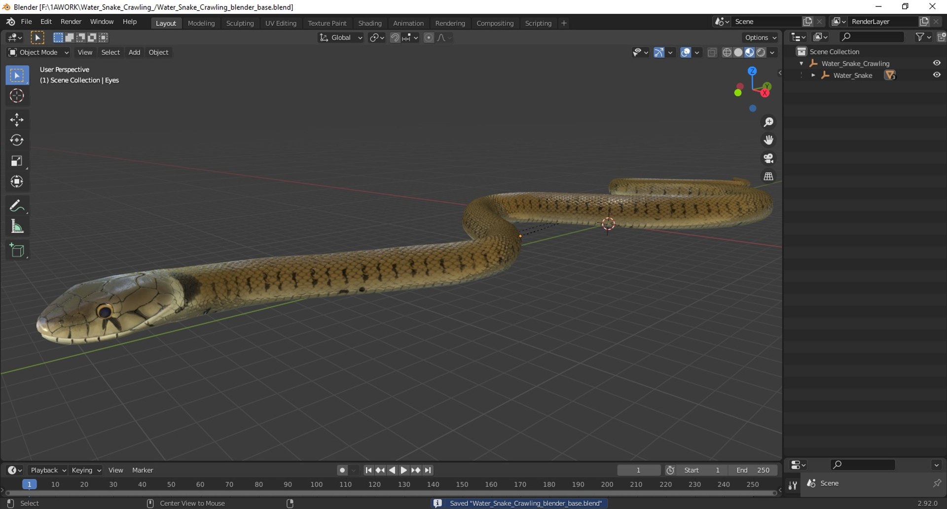 3D Water Snake Crawling - TurboSquid 2247277