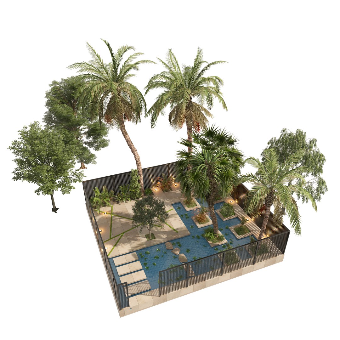 Arabic Waha Garden - Oasis Landscape Garden 3D - TurboSquid 2028746
