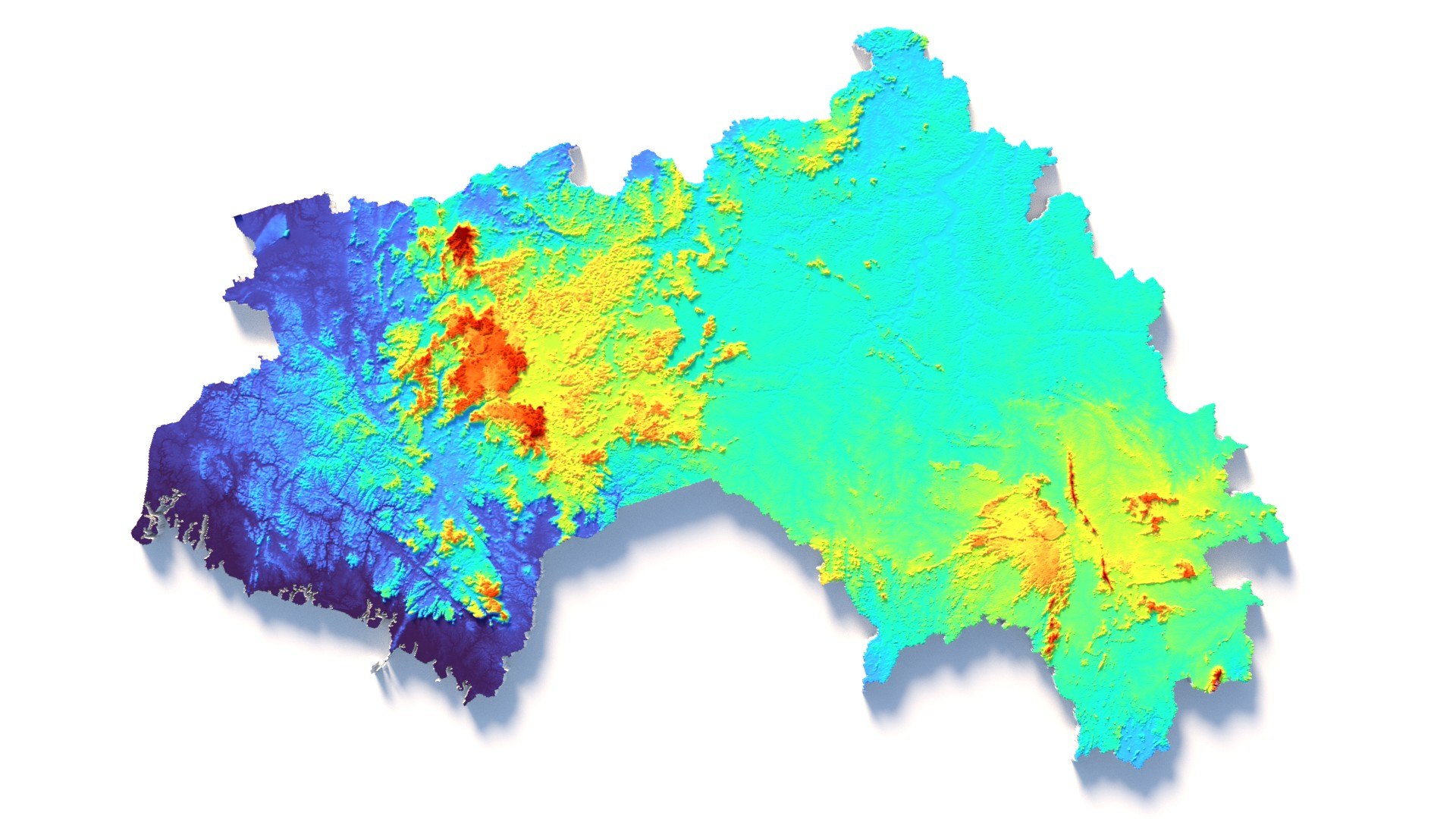 3D Guinea Guinee Gine Terrain Map - TurboSquid 2336066