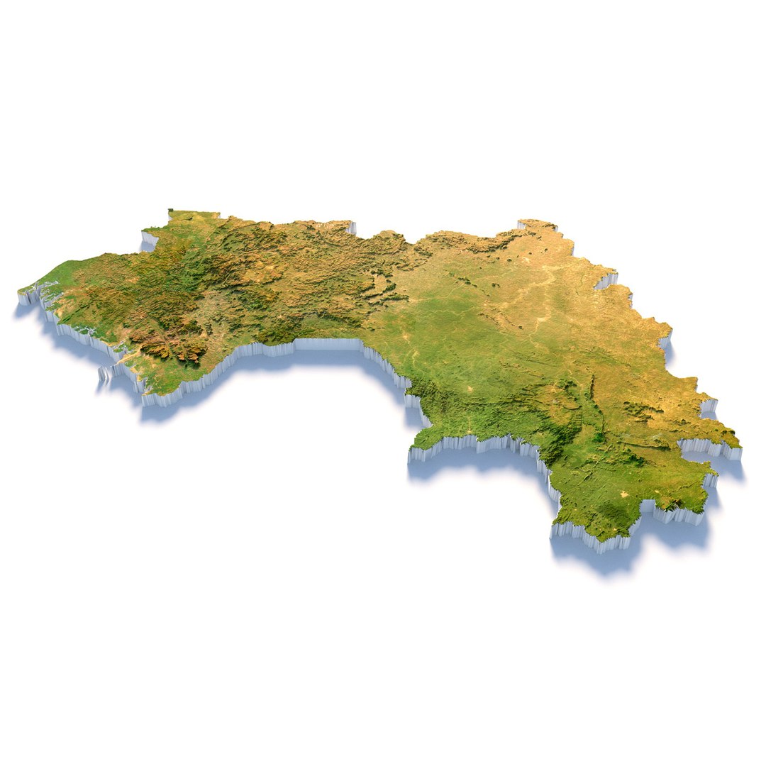 3D Guinea Guinee Gine Terrain Map - TurboSquid 2336066