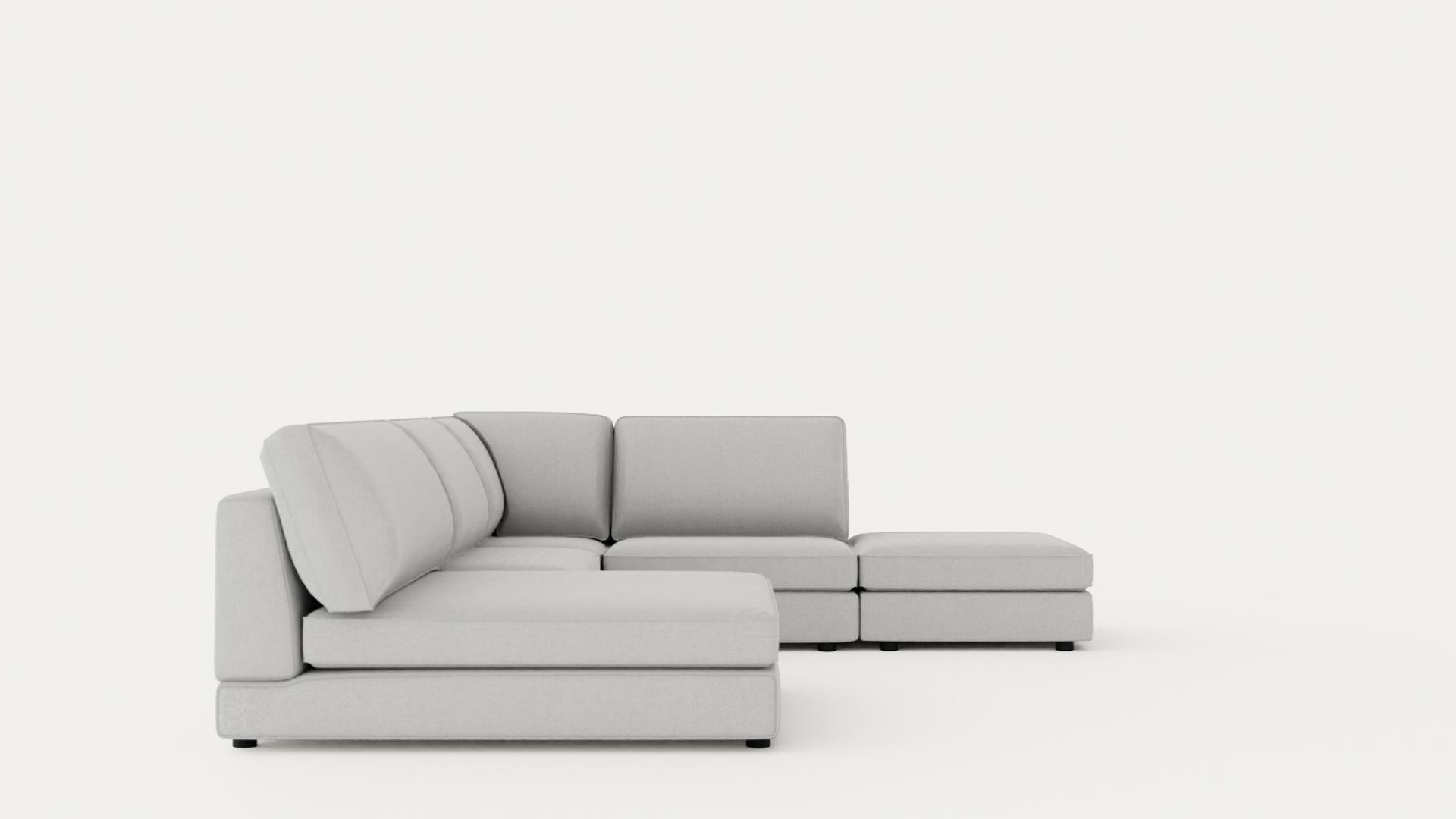 3D The Arken Modulhorn Sofa With Divan Reversible Velvet Light Gray ...