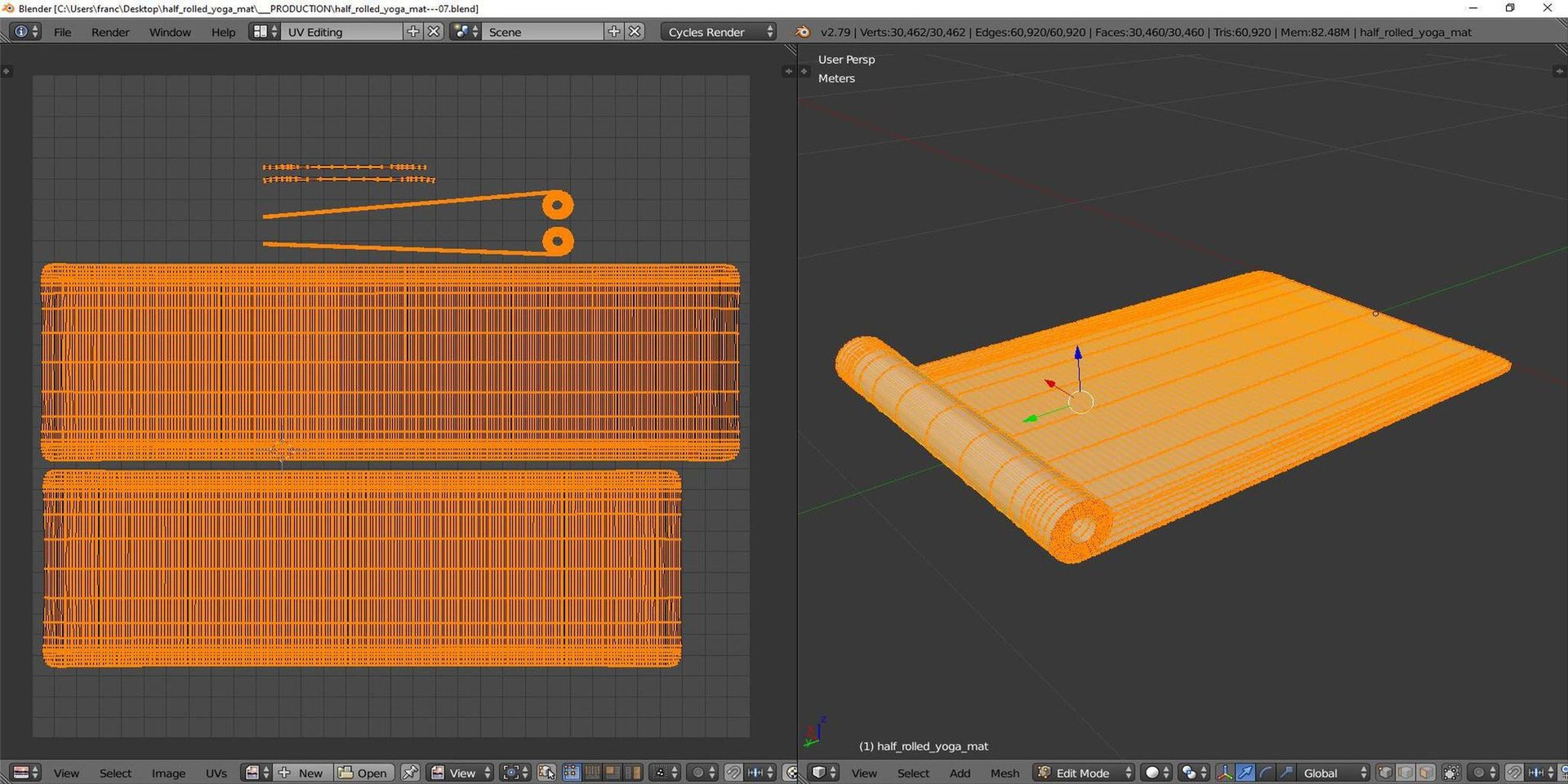 Half Rolled Yoga Mat 3D Model - TurboSquid 1642493