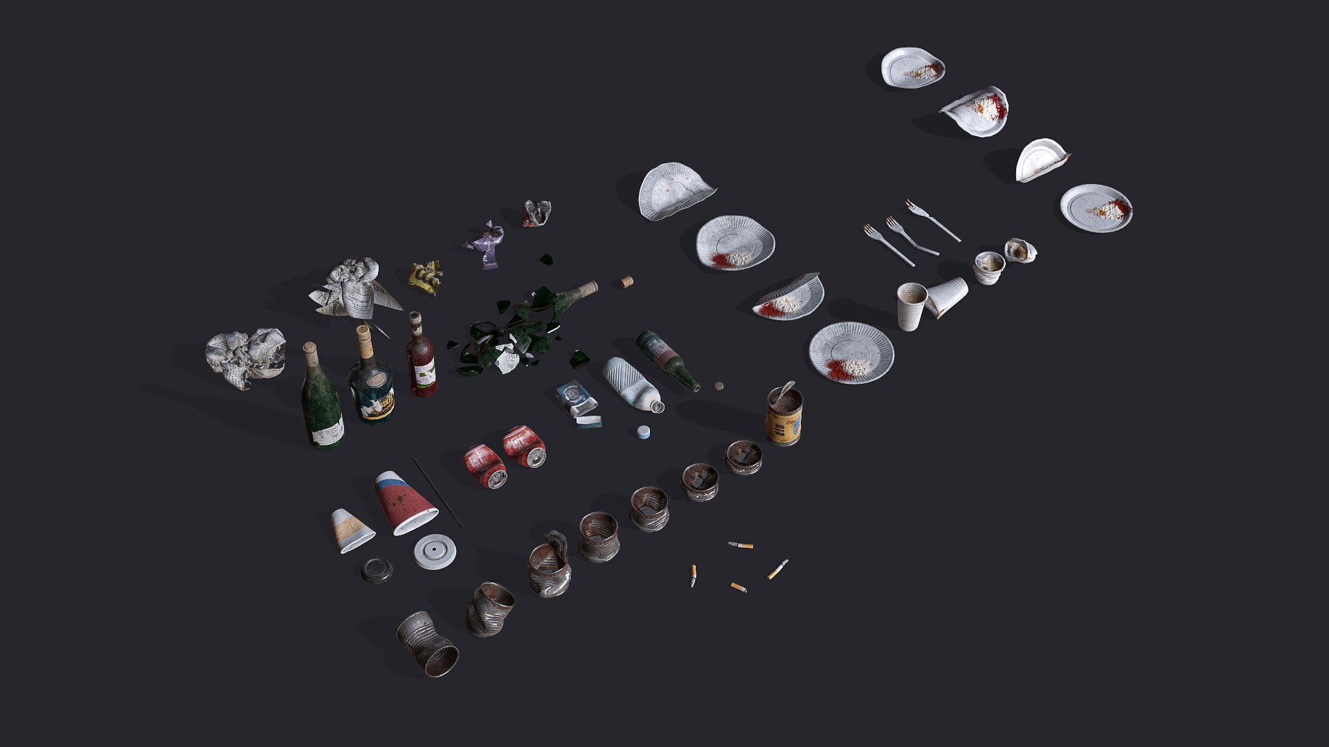 3D Trash Set 2 PBR Game Ready Model - TurboSquid 1758540