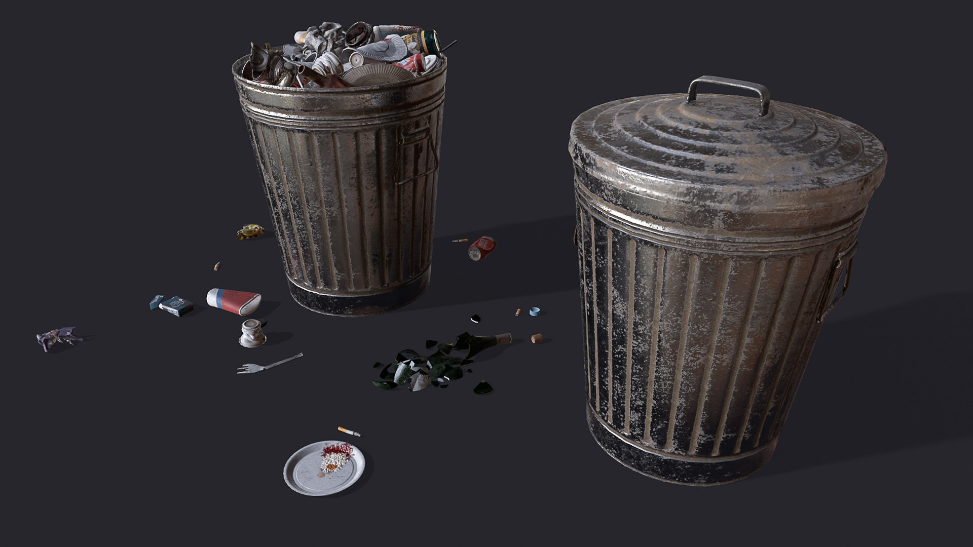 3D Trash Set 2 PBR Game Ready Model - TurboSquid 1758540