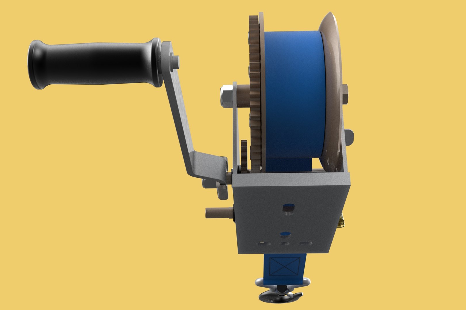 3D Model MANUAL ROTARY HAND CRANK WINCH HOIST BELT WEBBING STRAP CRANE ...