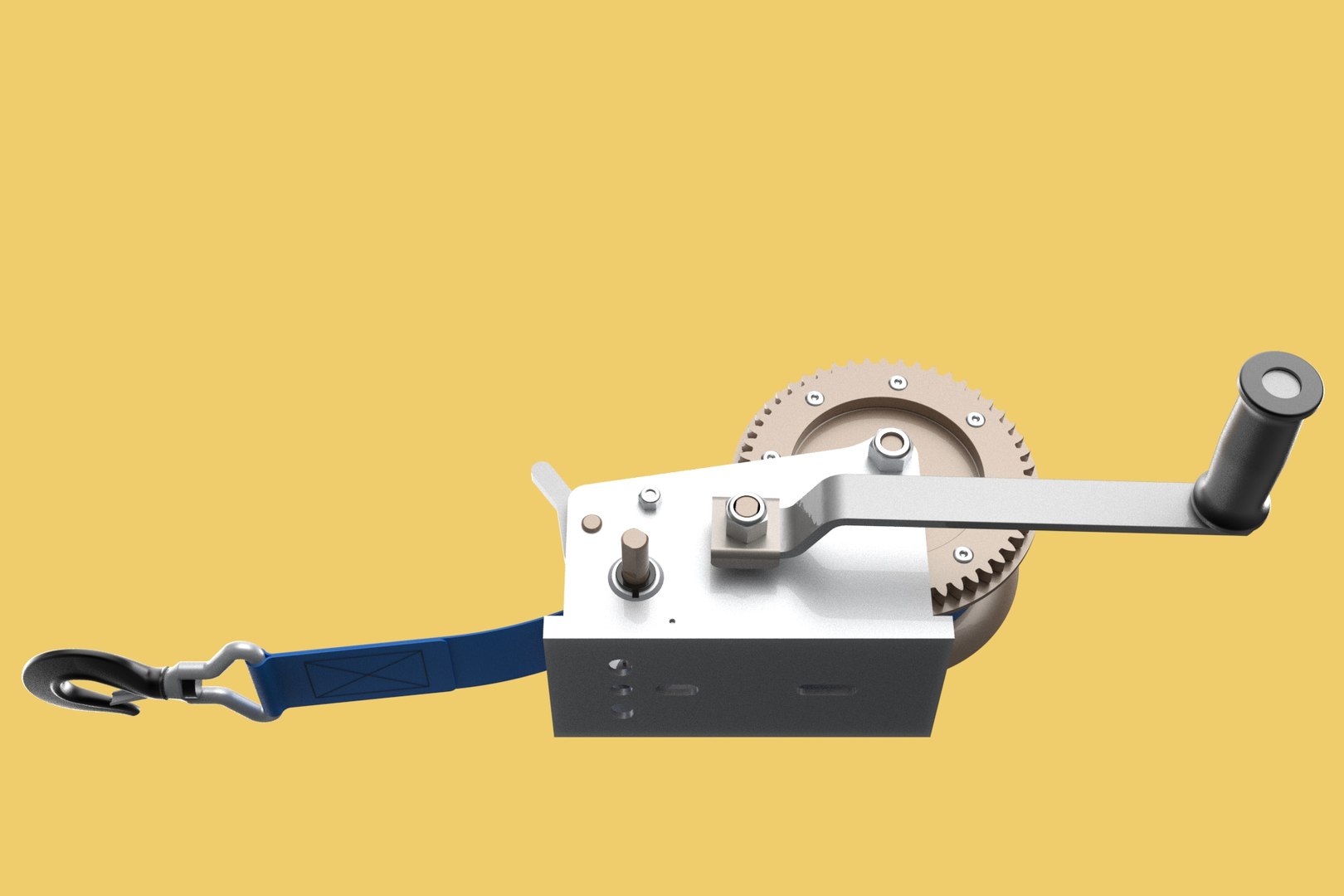 3D Model MANUAL ROTARY HAND CRANK WINCH HOIST BELT WEBBING STRAP CRANE ...