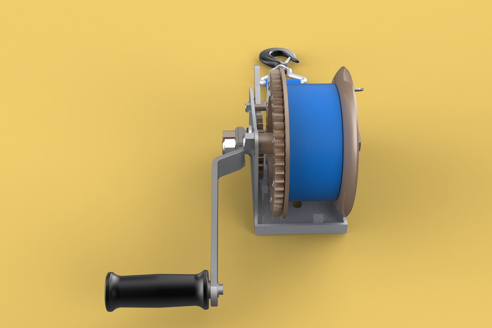 3D Model MANUAL ROTARY HAND CRANK WINCH HOIST BELT WEBBING STRAP CRANE ...